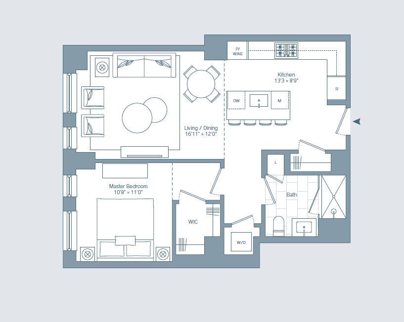 1 Bedrooms / 1 Bathrooms